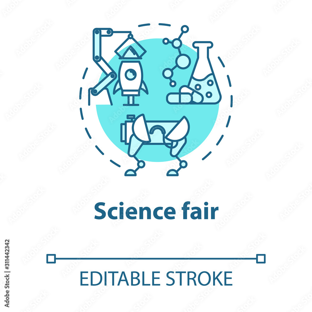 Science fair concept icon. Technology development. Chemistry project ...
