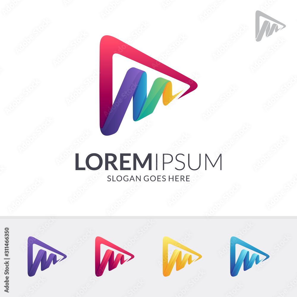 Play Letter M Logo Design In Various Color Option, Initial Letter M ...