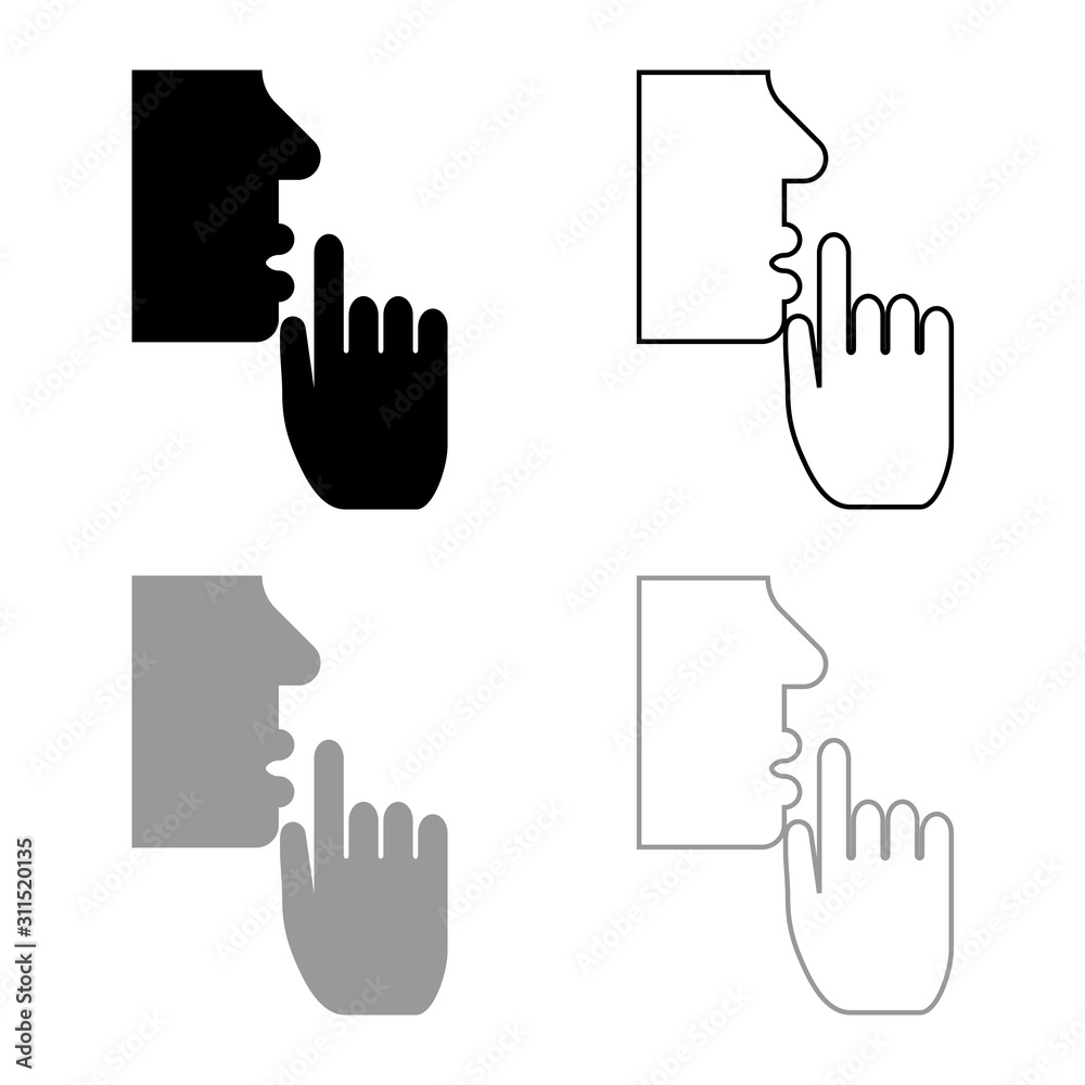 Vector de Stock Keep silence concept Man shows index finger quietly ...