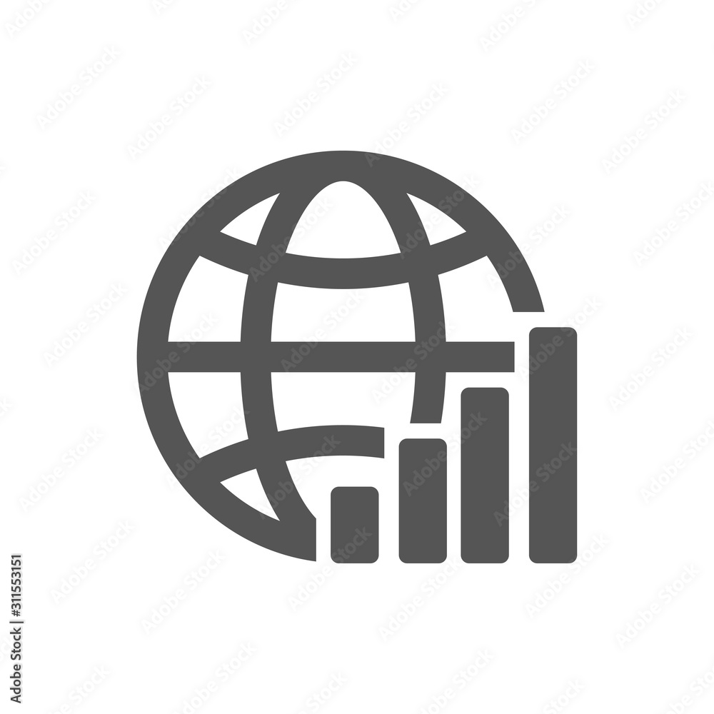 Vector graph and planet logo combination. Diagram and world symbol ...