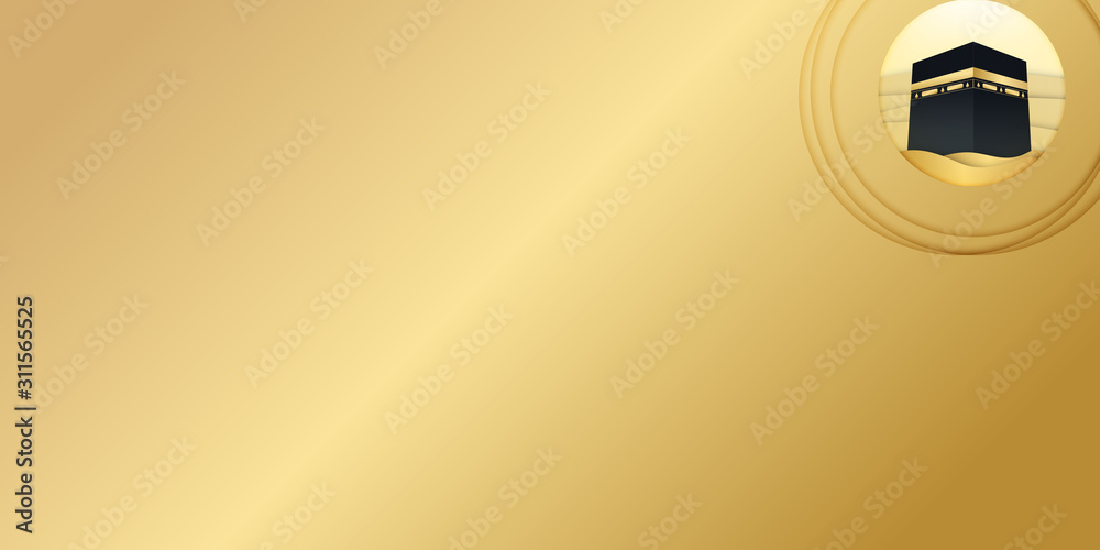 Gold Black Mecca Makkah Al Mukarramah Background for Islam Moslem Hajj ...