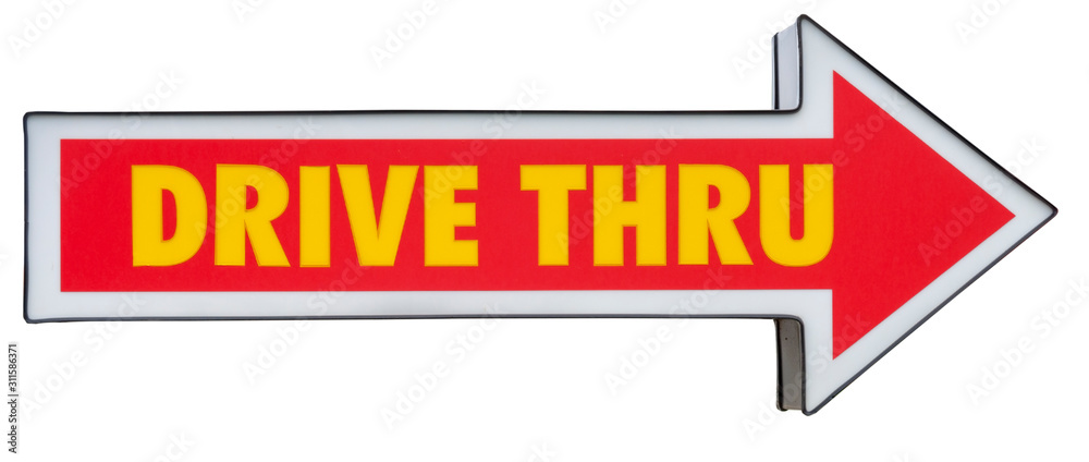Fast food DRIVE THRU sign. Isolated. Stock Photo | Adobe Stock