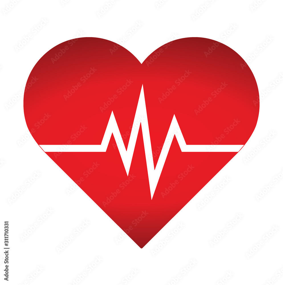 Heart rate icon - health monitor. Red Heart Rate.Blood pressure vector ...