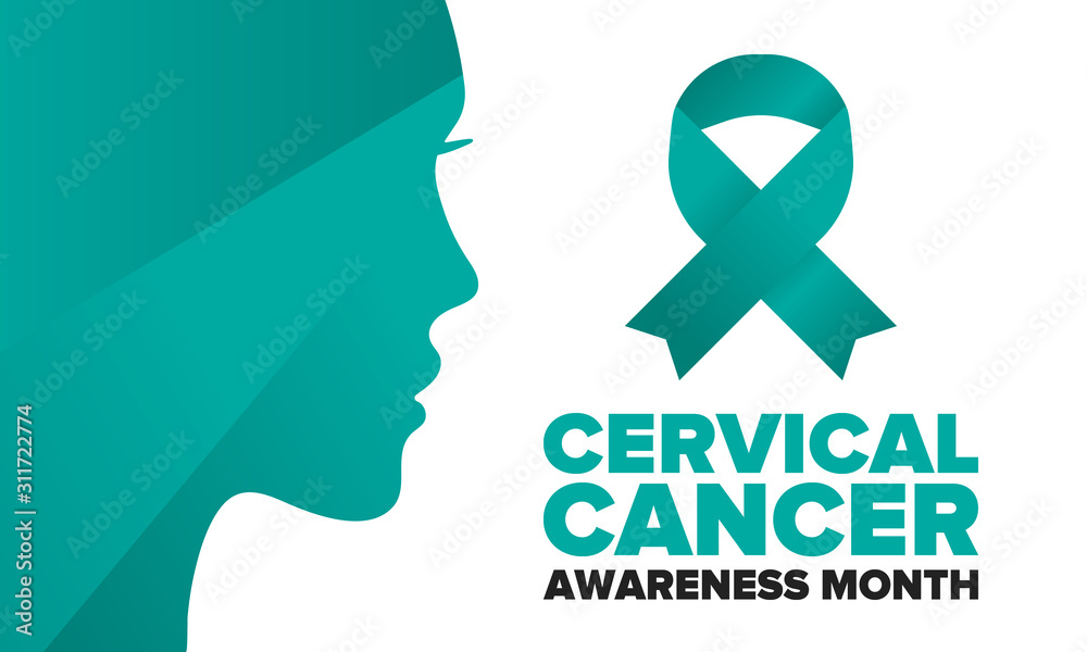Cervical Cancer Awareness Month. Celebrate annual in January. Woman ...