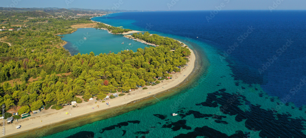 Aerial drone ultra wide photo of exotic sandbar peninsula forming ...