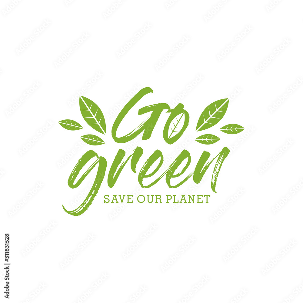 Modern Go Green Environment Label Logo Illustration In Isolated White ...
