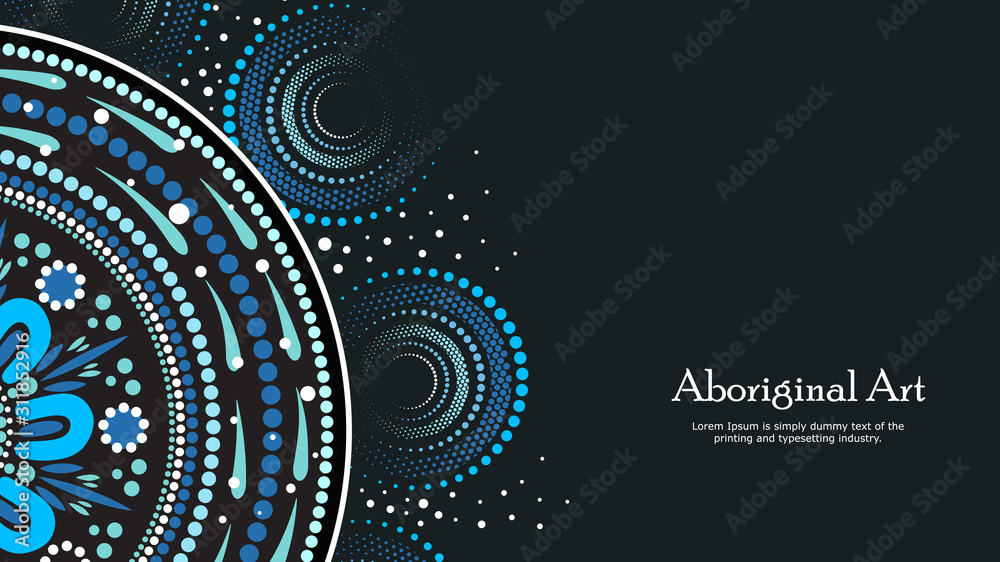Aboriginal dot art vector banner with text. Stock Vector | Adobe Stock