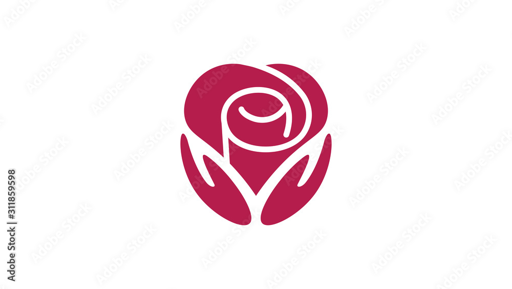 Red Vector Rose Flower Emblem. Simple Rose Logo Template, Clean and ...