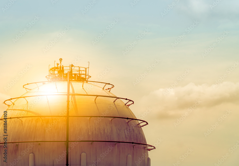 Industrial gas storage tank. LNG or liquefied natural gas storage tank ...
