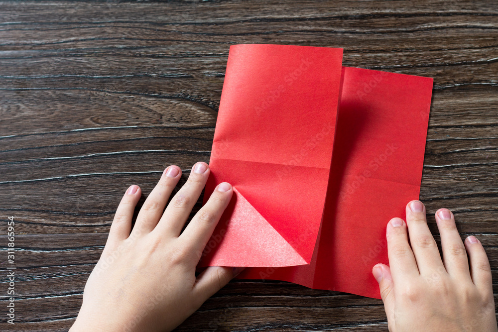 Step 5 origami. Greeting card with valentine heart congratulation ...