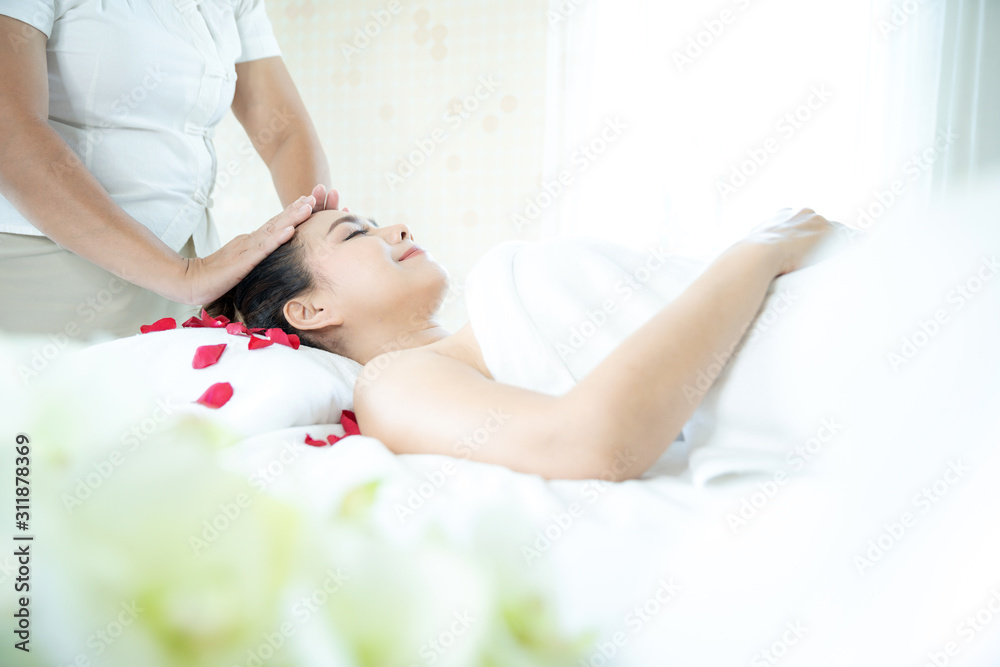 Beautiful woman in spa. relaxing massage. young beautiful female in spa ...