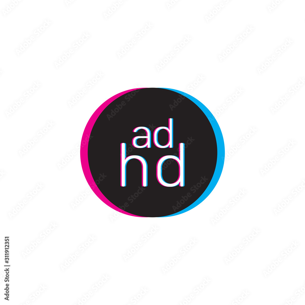 ADHD Attention Deficit Hyperactivity Disorder. Medical Icon Product Label And Logo Graphic ...