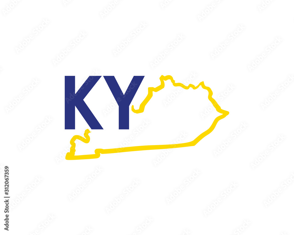 Outline Kentucky Map And abbreviations Logo Design Template 002 Stock ...
