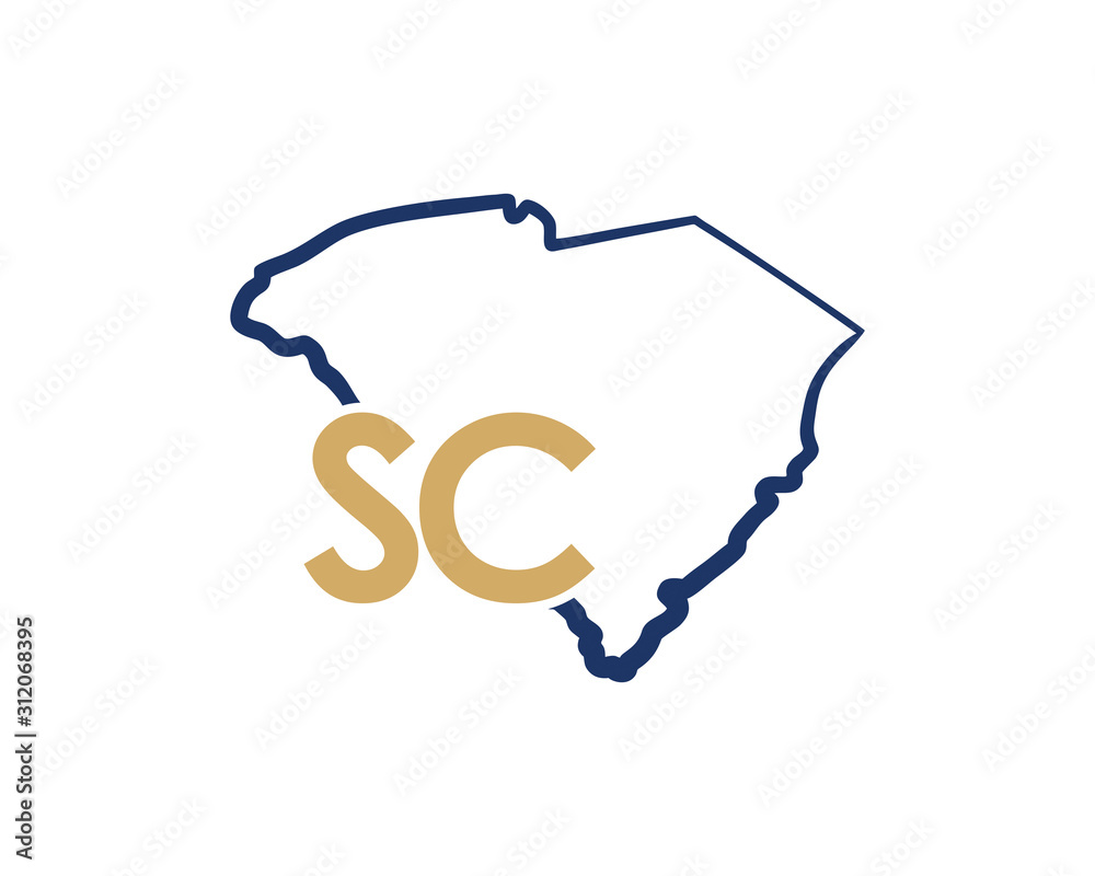 Outline South Carolina Map And abbreviations Logo Design Template 002 ...