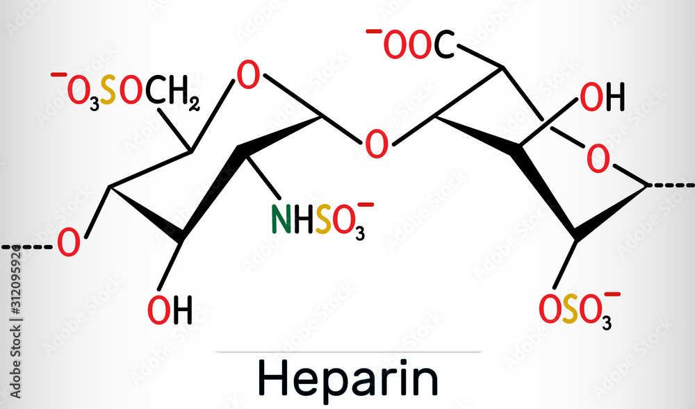 Heparin molecule, is naturally occurring glycosaminoglycan ...