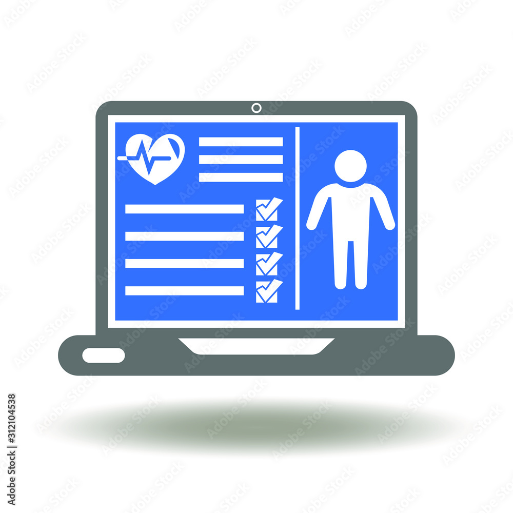 Vector de Stock Laptop Patient Cards History Icon Vector. EHR EMR ...