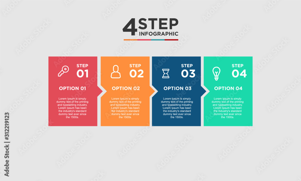4 step infographic element. Business concept with 4 options and number ...