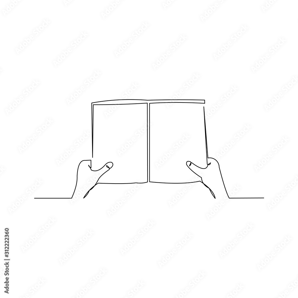 continuous line drawing of hand hold book vector illustration Stock ...