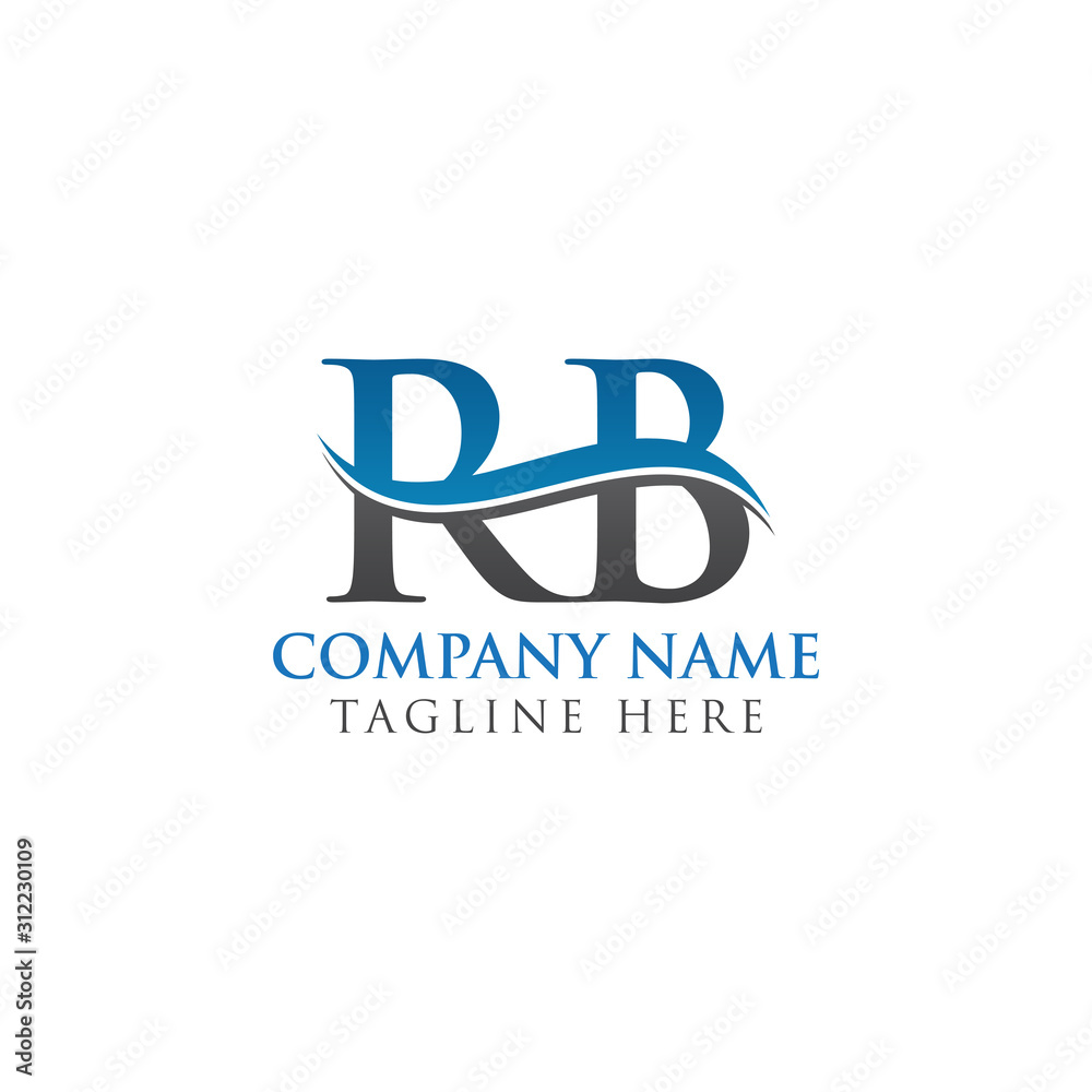 Swoosh Letter RB Logo Design Vector Template. Water Wave RB Logo Vector. Stock Vector | Adobe Stock