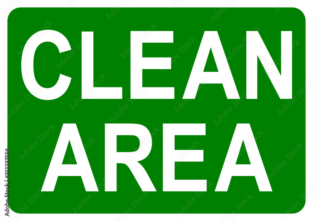 ks495 Kombi-Schild - english text - CLEAN AREA. Sign - (clean dishes ...