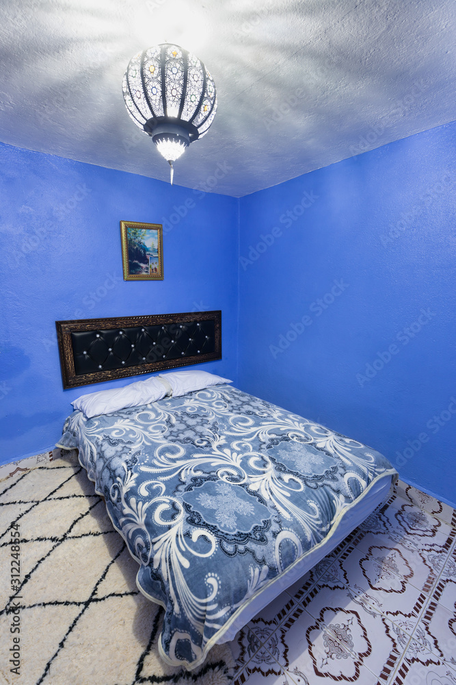 Typical moroccan accommodation in blue town Chefchaouen, Morocco ...
