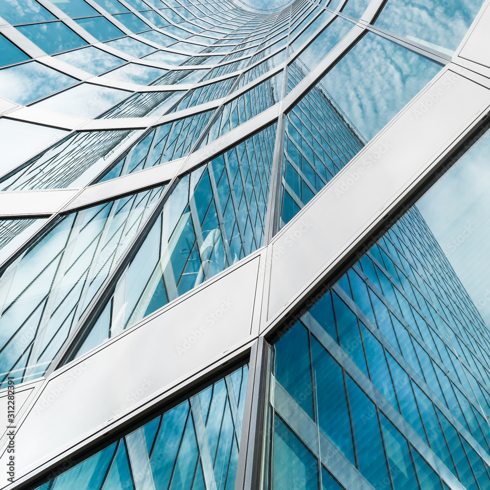 Curved diagonal perspective lines - abstract office building ...