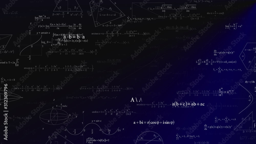 Mathematics formula equation on white chalk color with black board ...