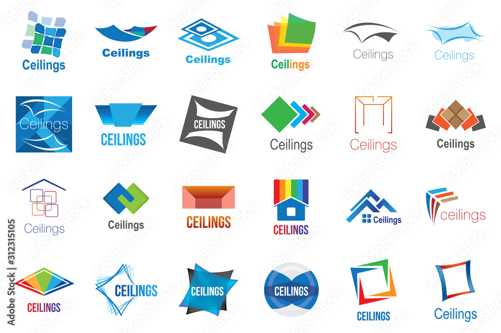 Large set of logos for ceilings, tiles Stock Vector | Adobe Stock