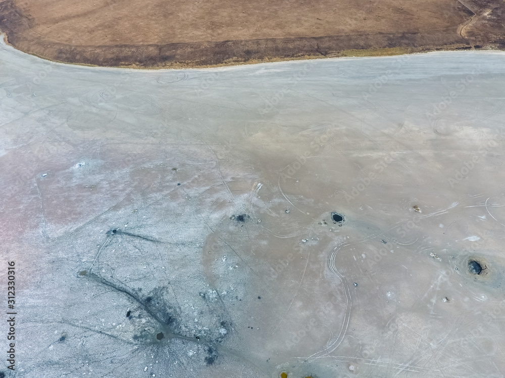 Top view of the salt lake mud sources. External similarity with craters ...
