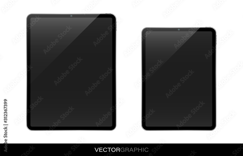Layout of a personal tablet with the screen off. Realistic template ...