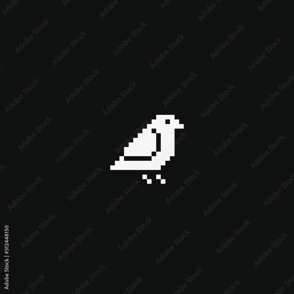 Vector de Stock Bird Character pixel art icon, minimalist style, design ...