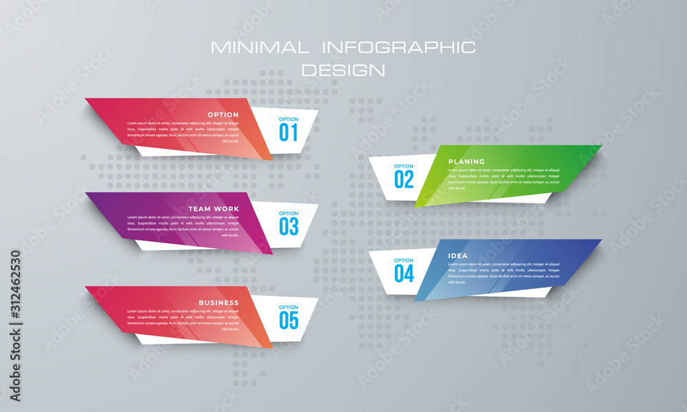 Infographic template with 5 options; workflow; process chart; Timeline infographics design ...