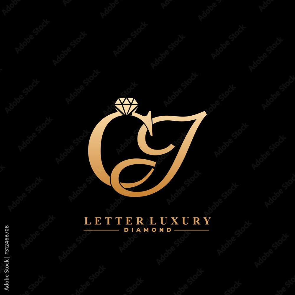 Initial Letter Luxury CJ with diamond. Diamond Icon in Flat Style Logo ...