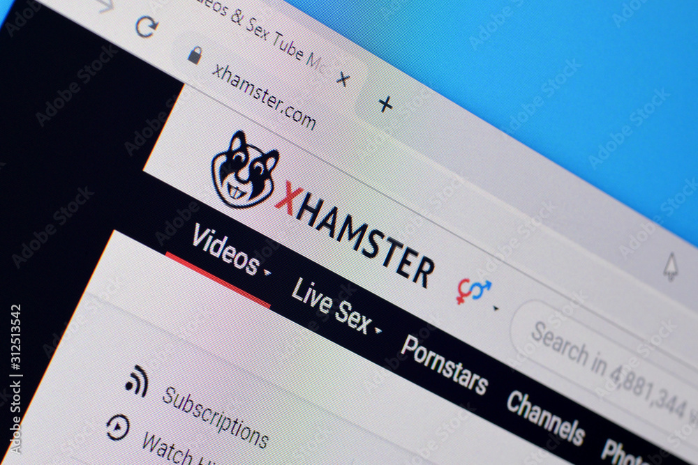 Homepage of xhamster website on the display of PC, url - xhamster.com ...