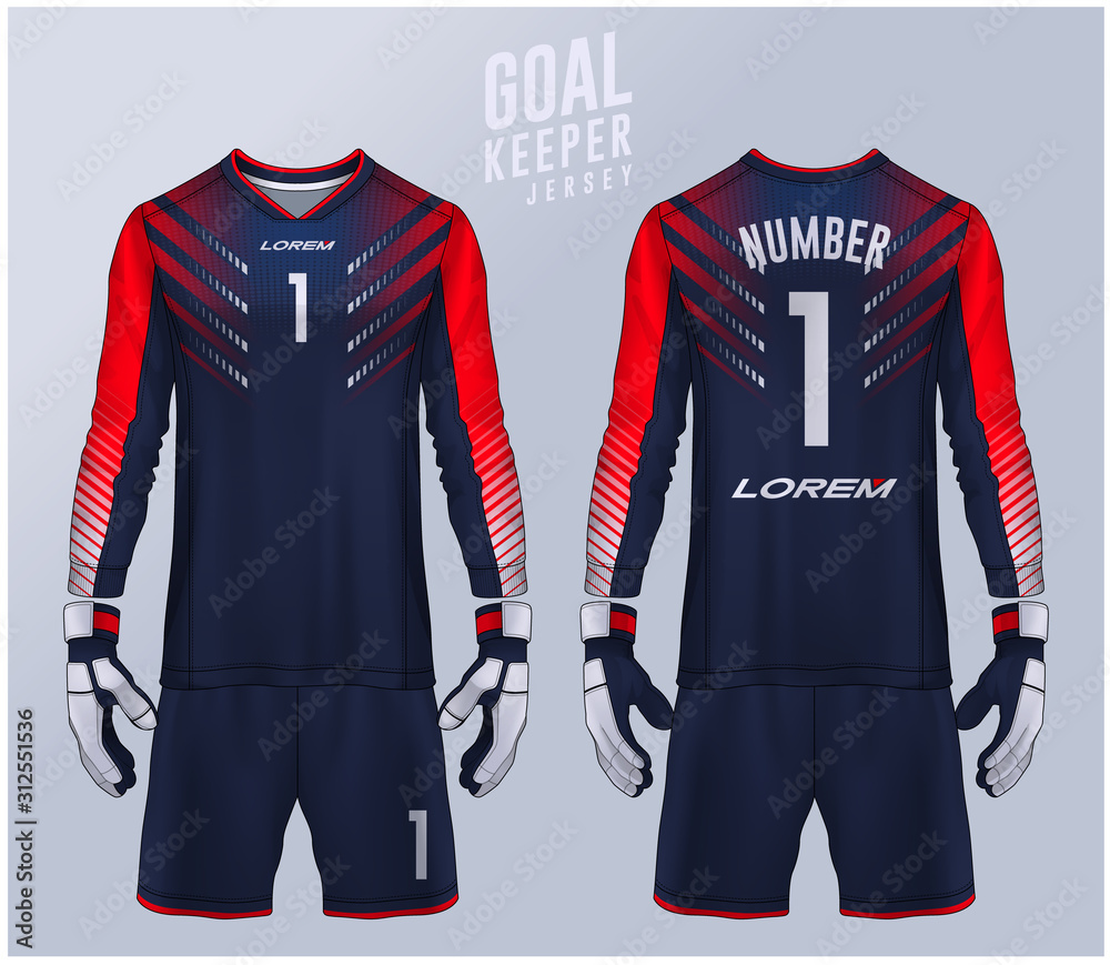 Goalkeeper jersey,t-shirt sport design template, Long sleeve soccer ...