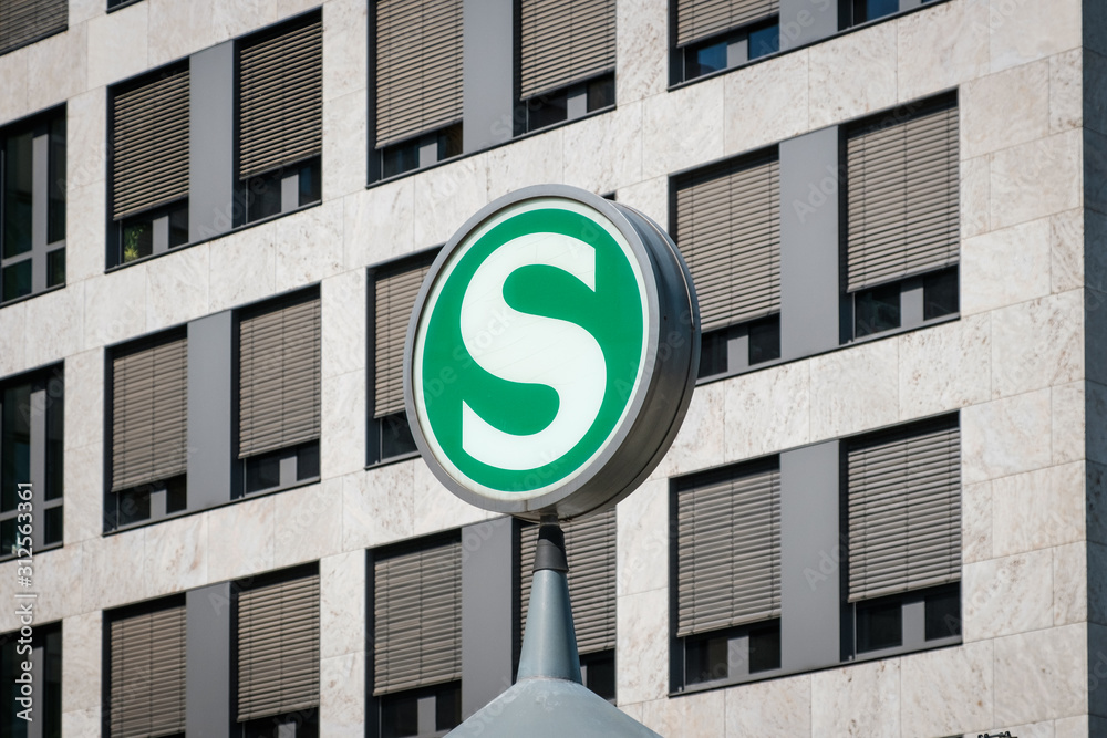 The S-Bahn Logo sign, the symbol of the public train tranportation ...