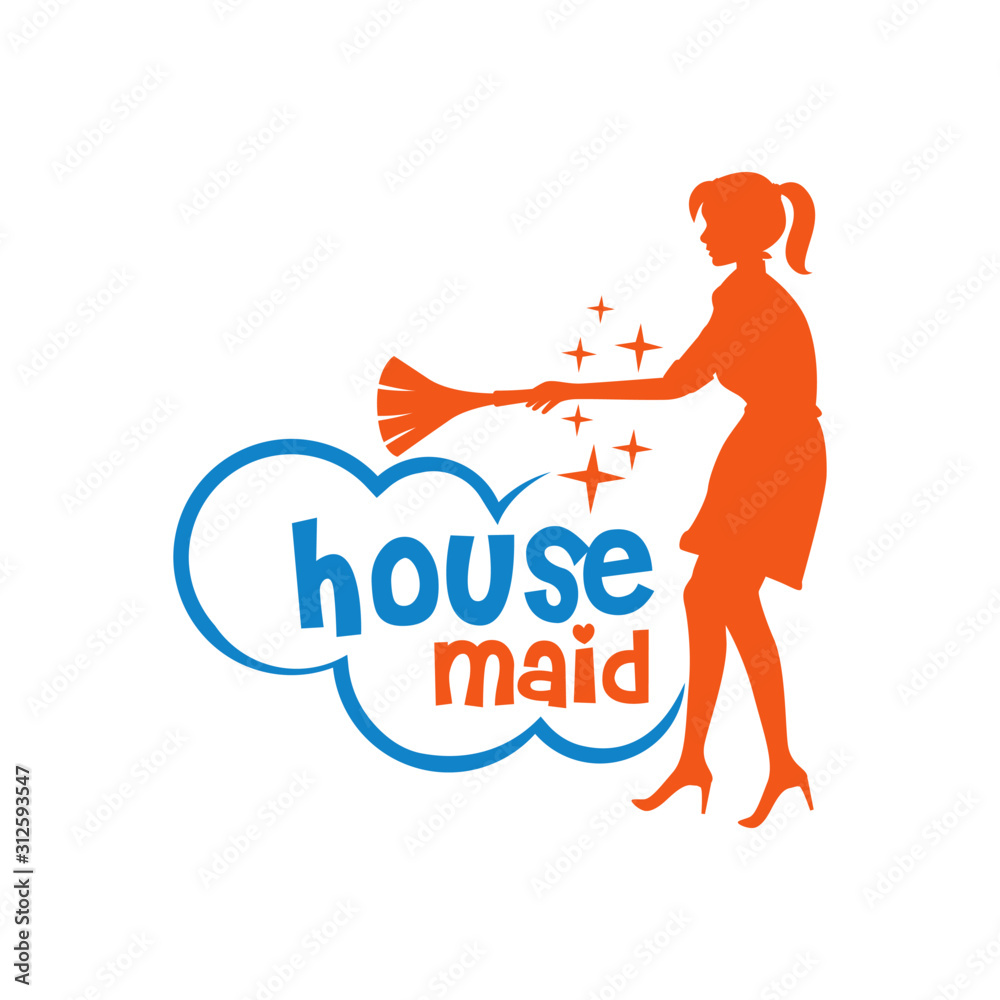 Стоковий вектор Housemaid Logo Stock Vector Illustration. unique maid ...