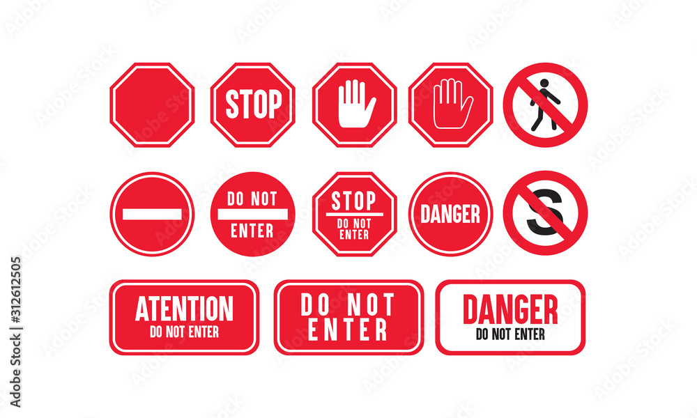 Traffic stop, restricted and dangerous vector signs isolated ...