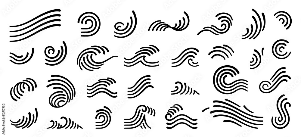Line stripe for logo design and decoration. Calligraphy brush ...