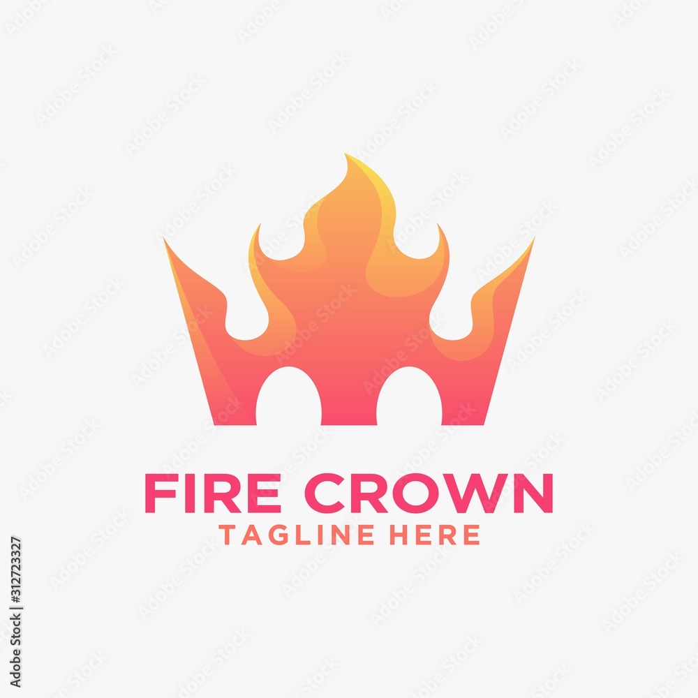 Fire crown logo design Stock Vector | Adobe Stock