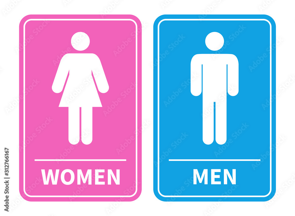 Men and Women Restroom Sign. male and female silhouetted figures on a ...