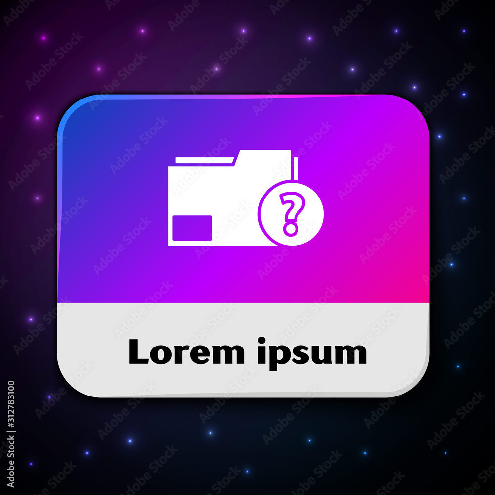 White Unknown document folder icon isolated on black background. File ...