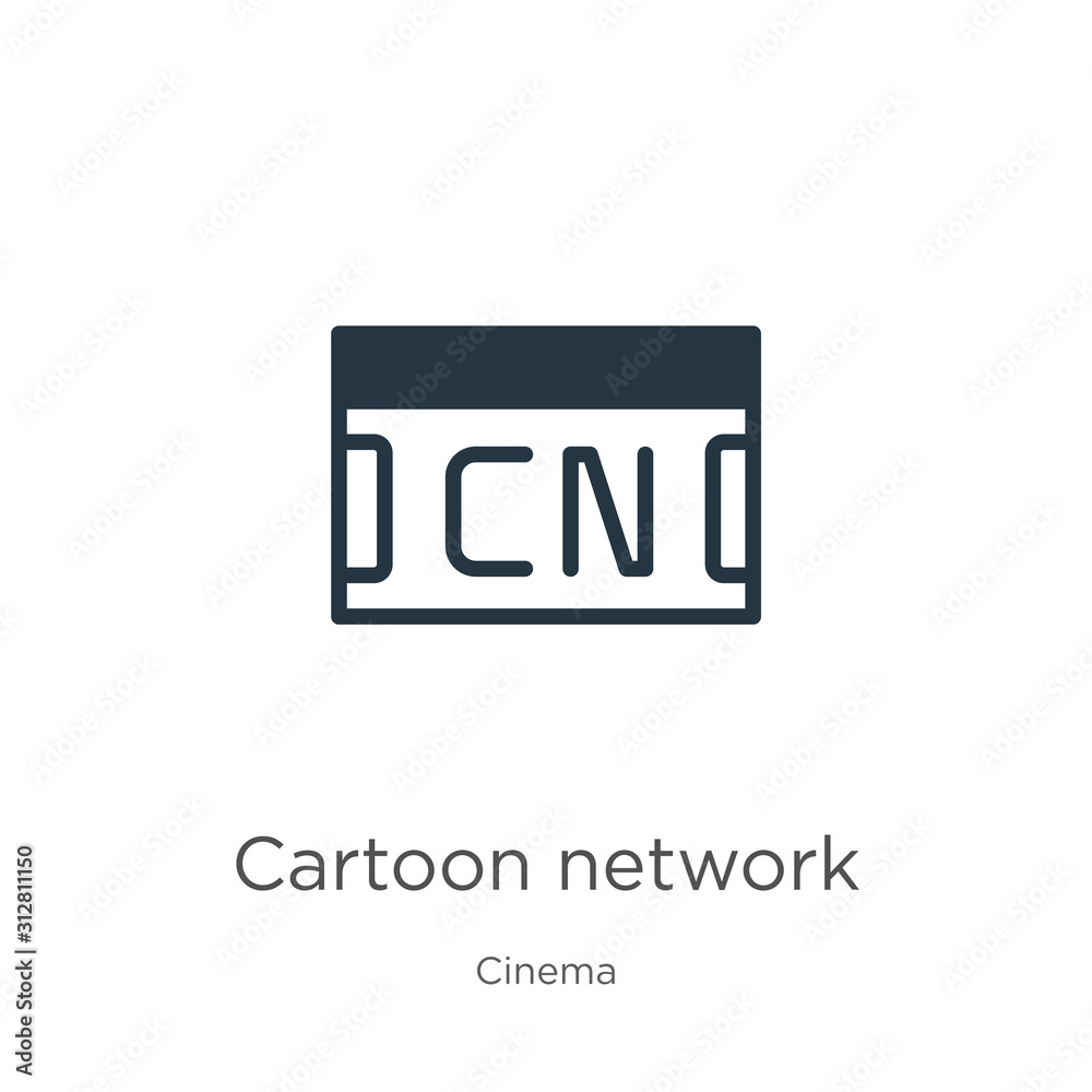 Cartoon network icon. Thin linear cartoon network outline icon isolated ...