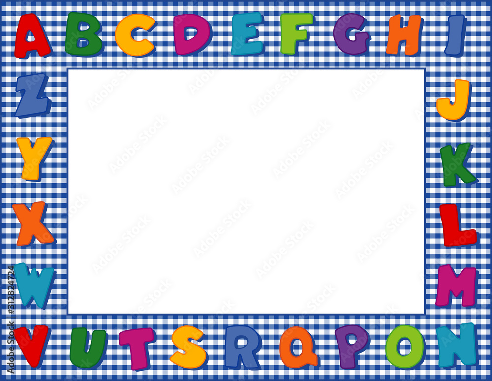 Alphabet Frame, Blue Gingham Check Border, polka dot alphabet, space to ...
