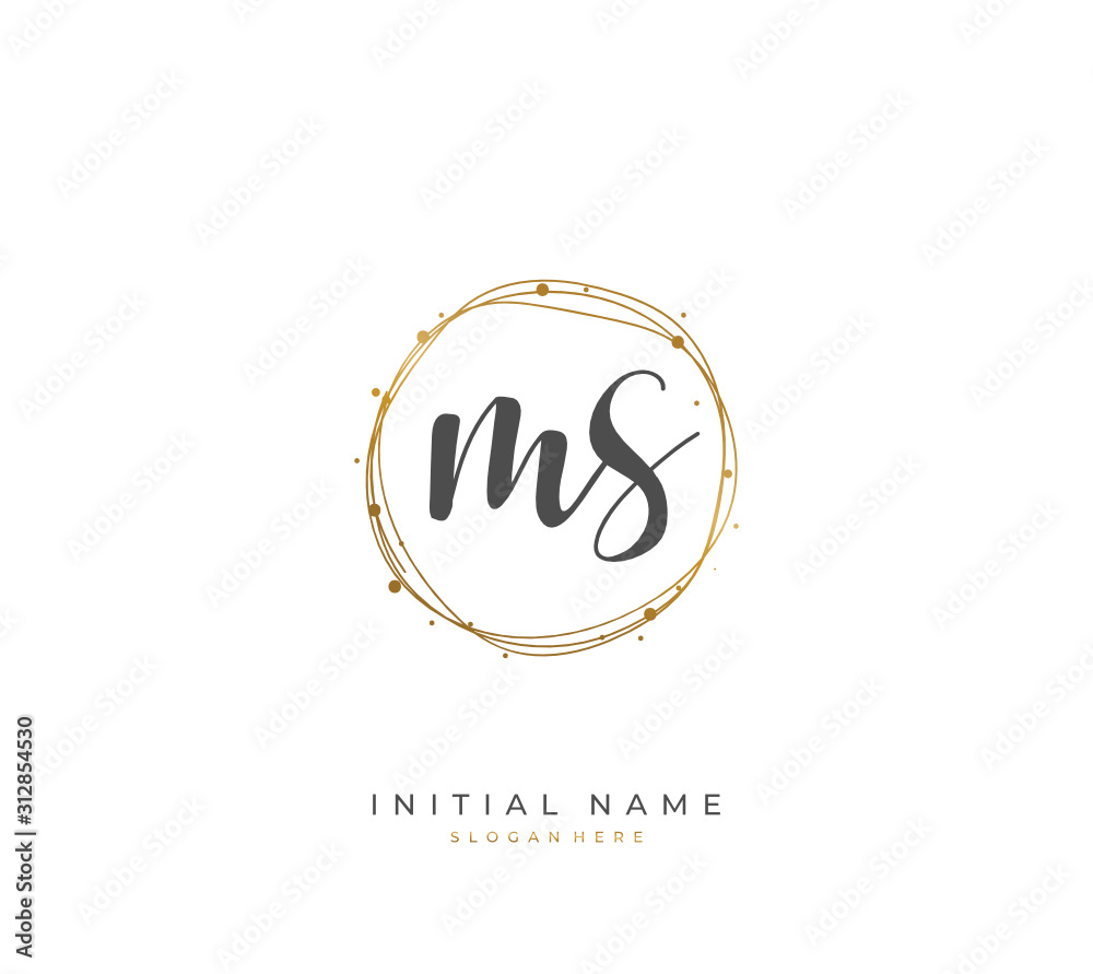 Handwritten letter M S MS for identity and logo. Vector logo template ...