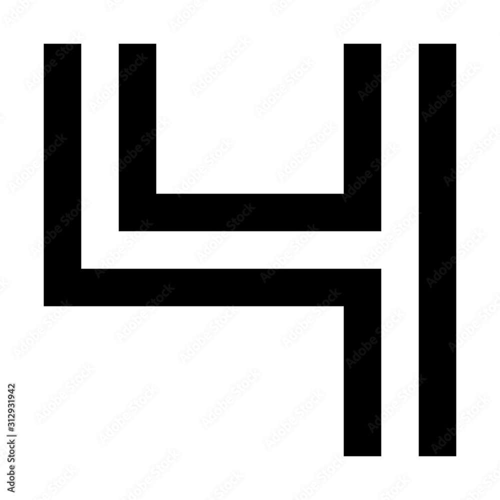 Letters and numbers - square outline font - black number 4 - vector ...