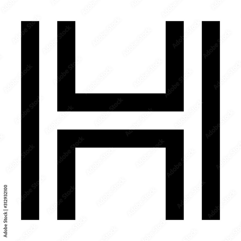 Letters and numbers - square outline font - black letter H - vector ...