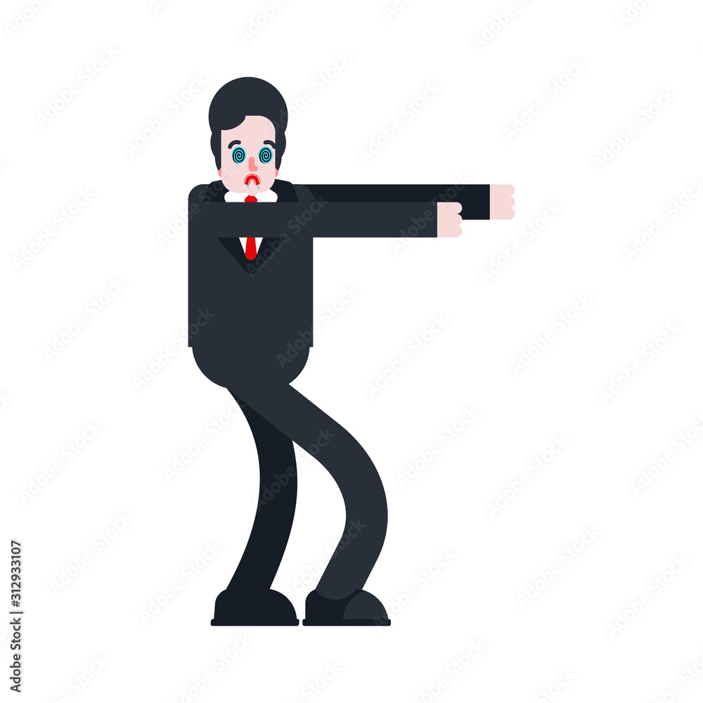 Hypnotized Man Isolated. Eyes were spiraling. vector illustration Stock ...