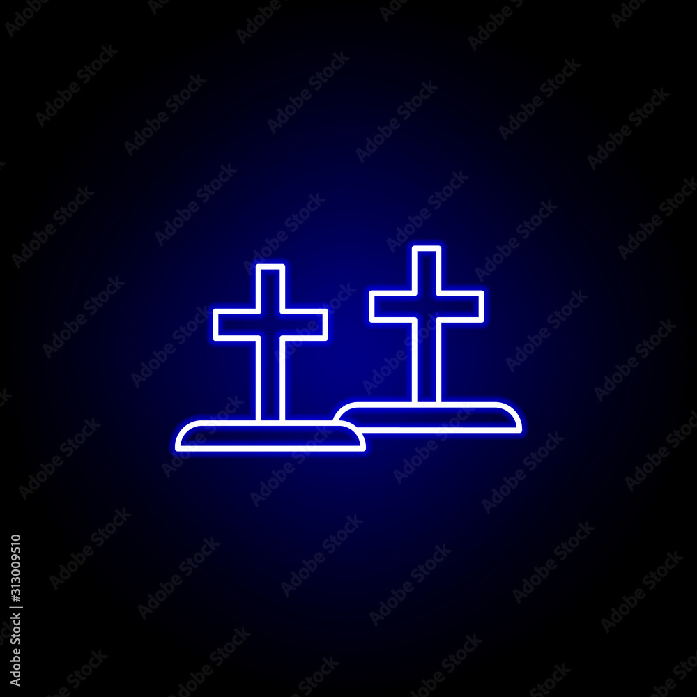 graves, death outline blue neon icon. detailed set of death ...