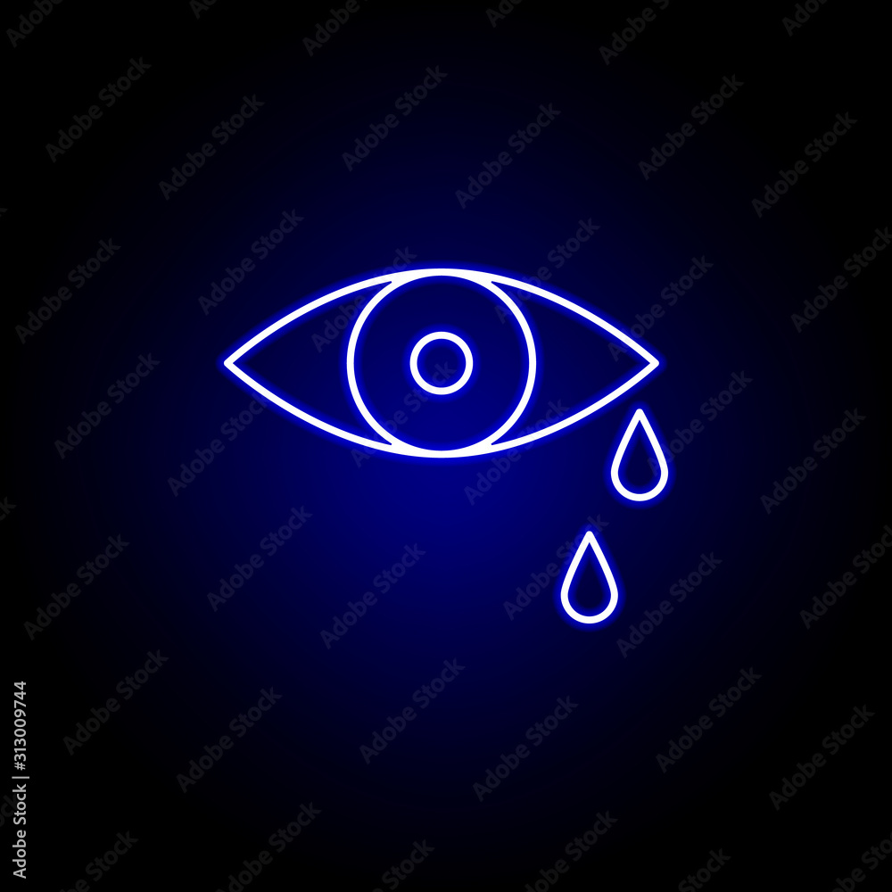 tear, eye, death outline blue neon icon. detailed set of death ...